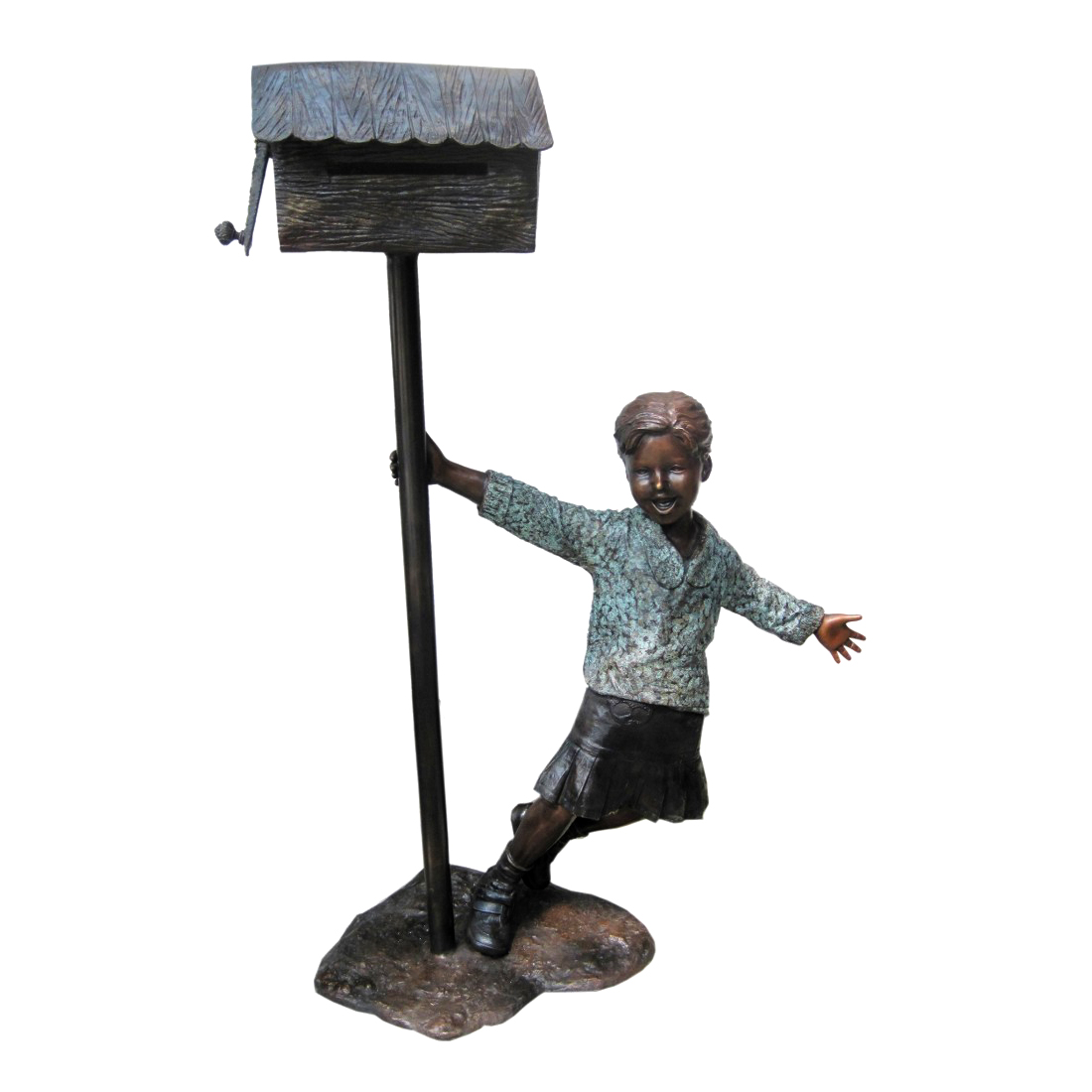 Bronze Boy holding Mailbox - Florida Bronze Statues, Sculptures and ...