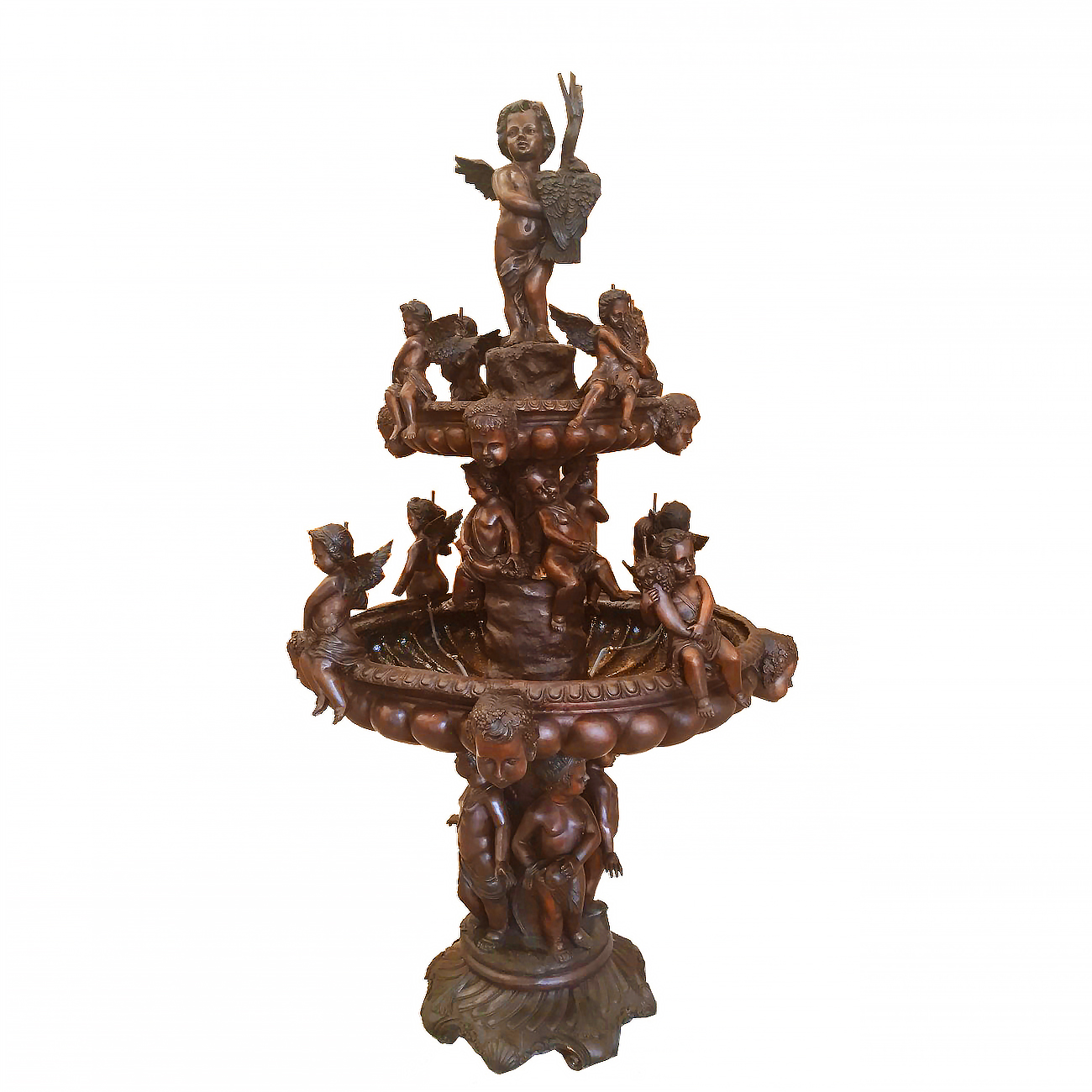 Bronze Cherubs & Swan Tier Fountain - Florida Bronze Statues ...