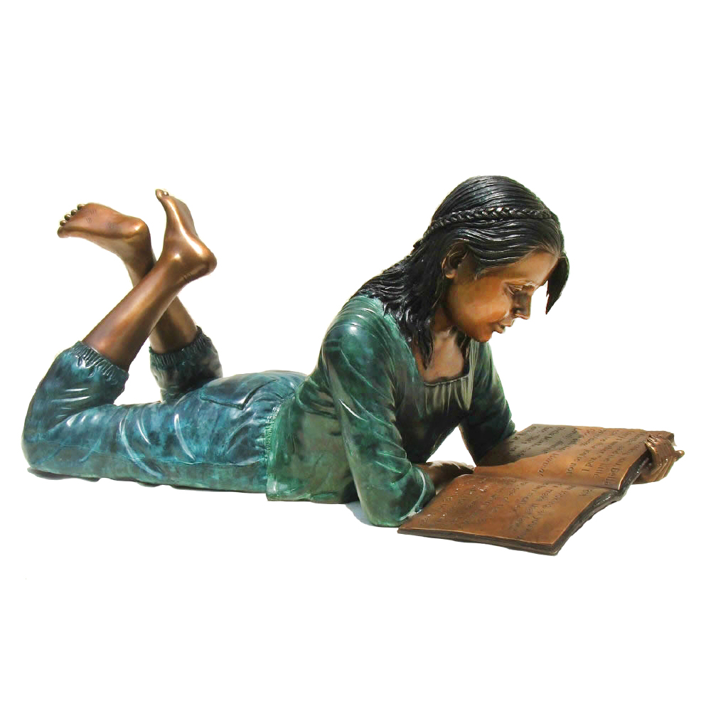Bronze Girl Reading Book Sculpture – Florida Bronze Statues, Sculptures ...