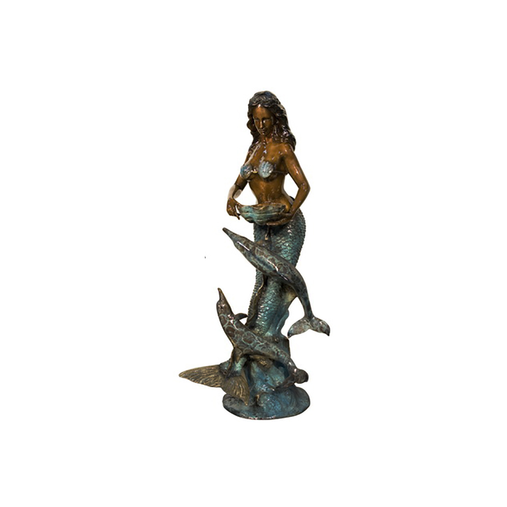 Bronze Mermaid with Dolphins Sculpture - Florida Bronze Statues ...