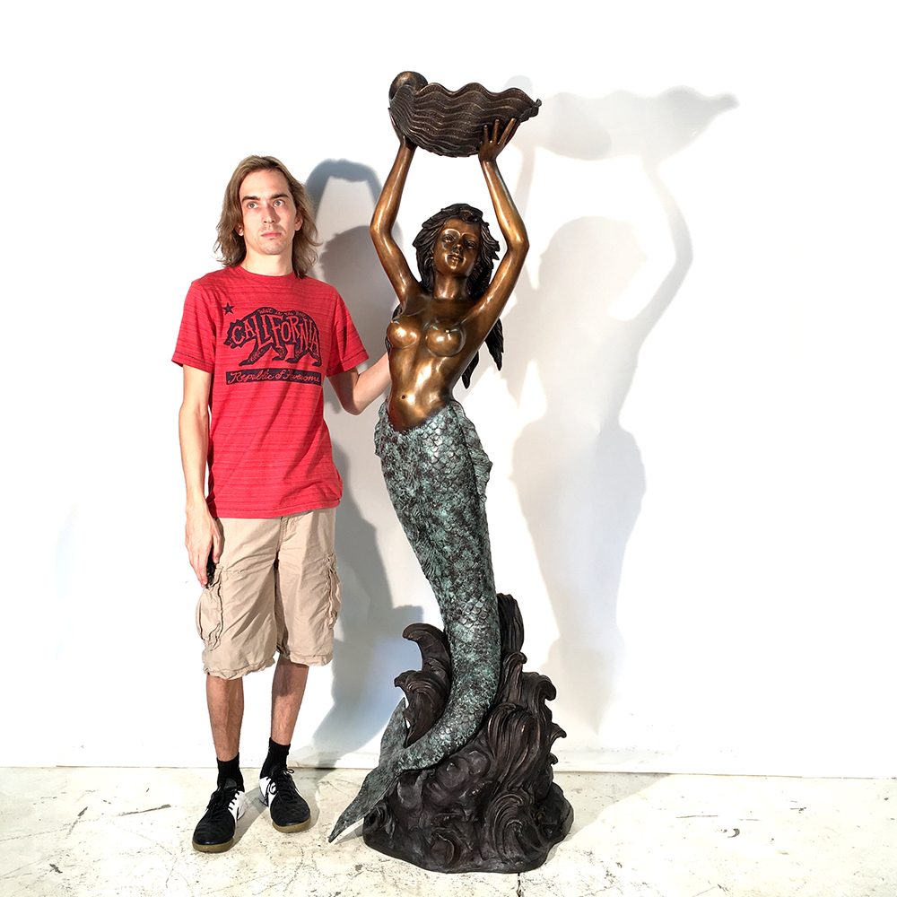 Bronze Mermaid with Shell Fountain Sculpture - Florida Bronze Statues ...