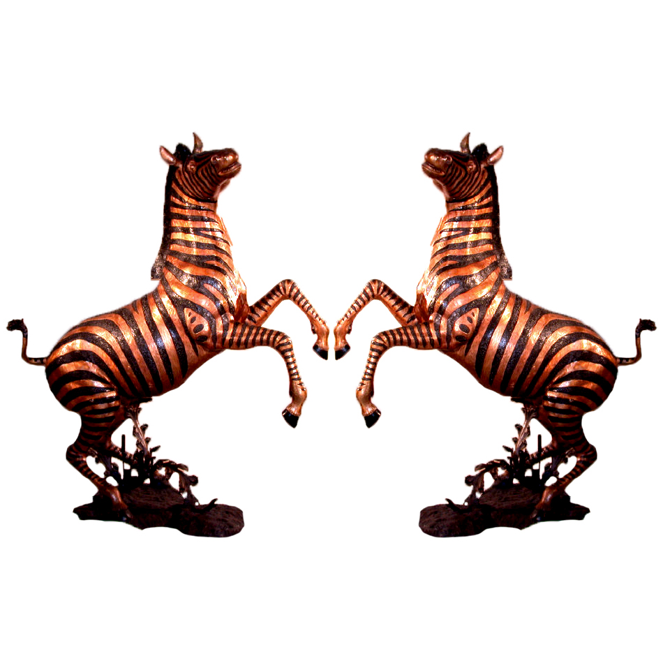 Bronze Rearing Zebra Sculpture Pair - Florida Bronze Statues ...