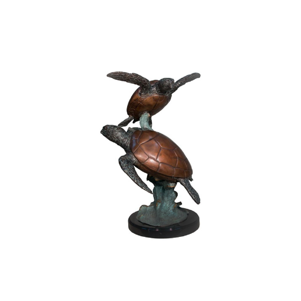 Bronze Sea Turtles Sculpture on Marble Base - Florida Bronze Statues ...