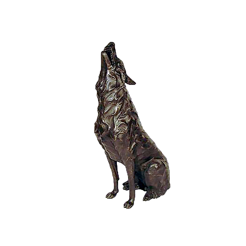 Bronze Sitting Howling Wolf Sculpture - Florida Bronze Statues ...