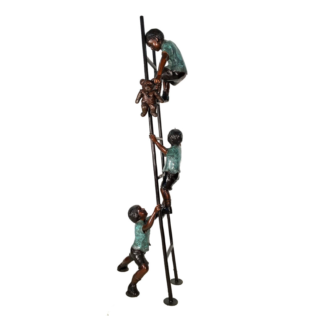 Bronze Children on Ladder with Teddy Bear Sculpture - Florida Bronze ...