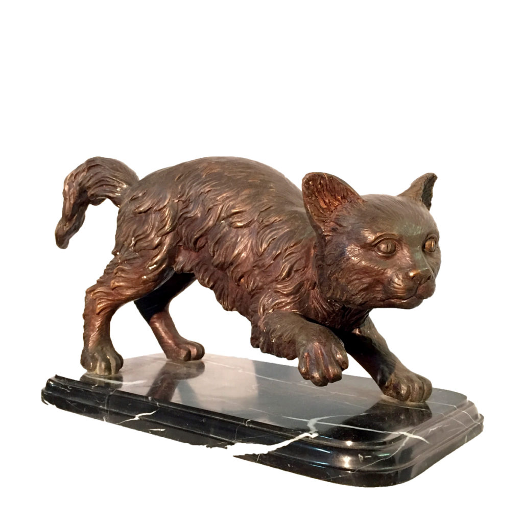 Bronze Cat Sculpture on Marble Base - Florida Bronze Statues ...