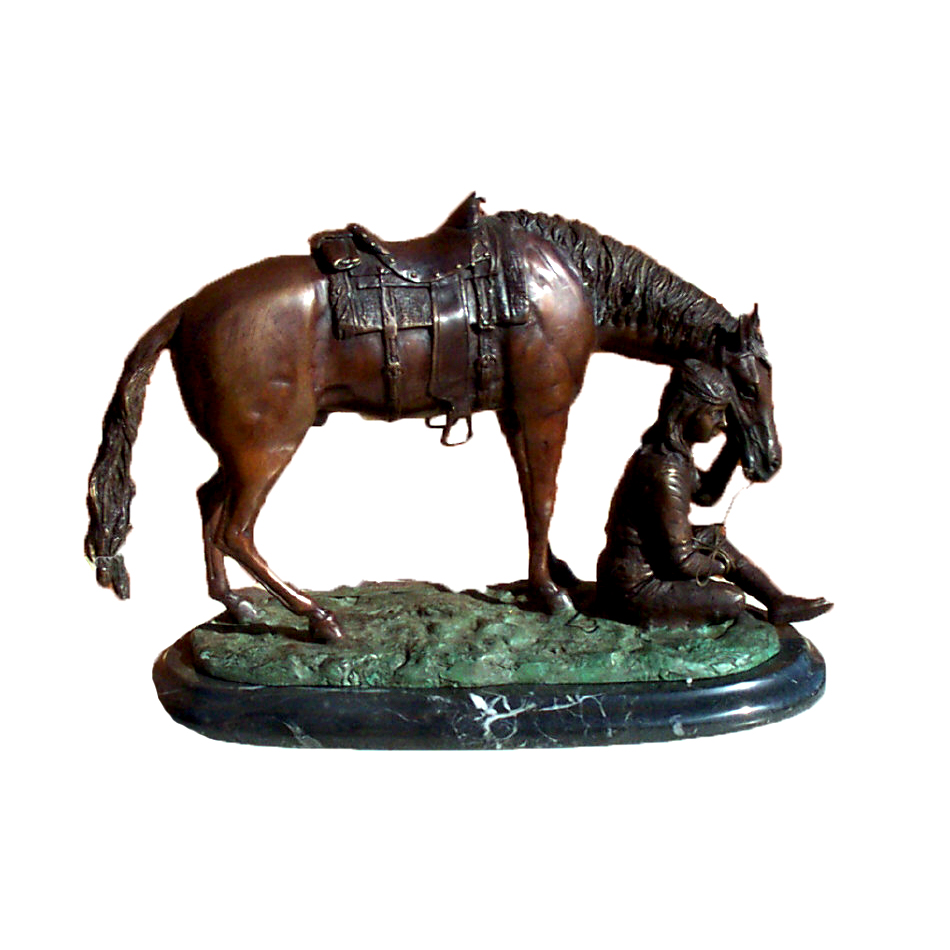 Bronze Indian with Horse Sculpture – Florida Bronze Statues, Sculptures ...