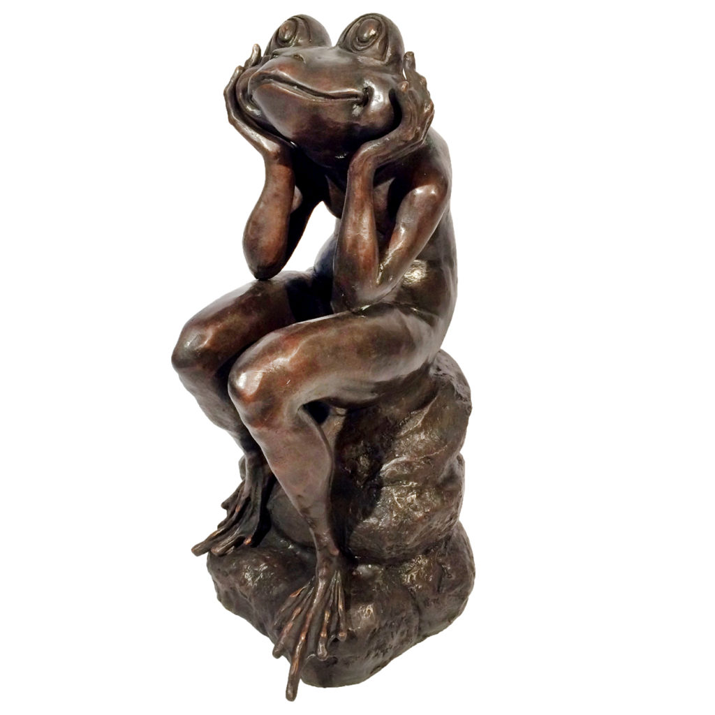 Bronze Frog Sitting on Rock Sculpture - Florida Bronze Statues ...
