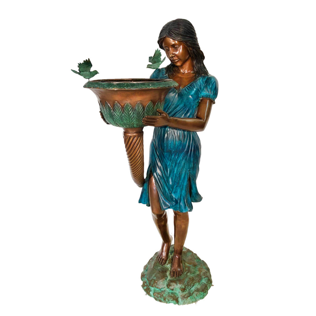 Bronze Fairy holding Shell Fountain Sculpture - Florida Bronze Statues ...