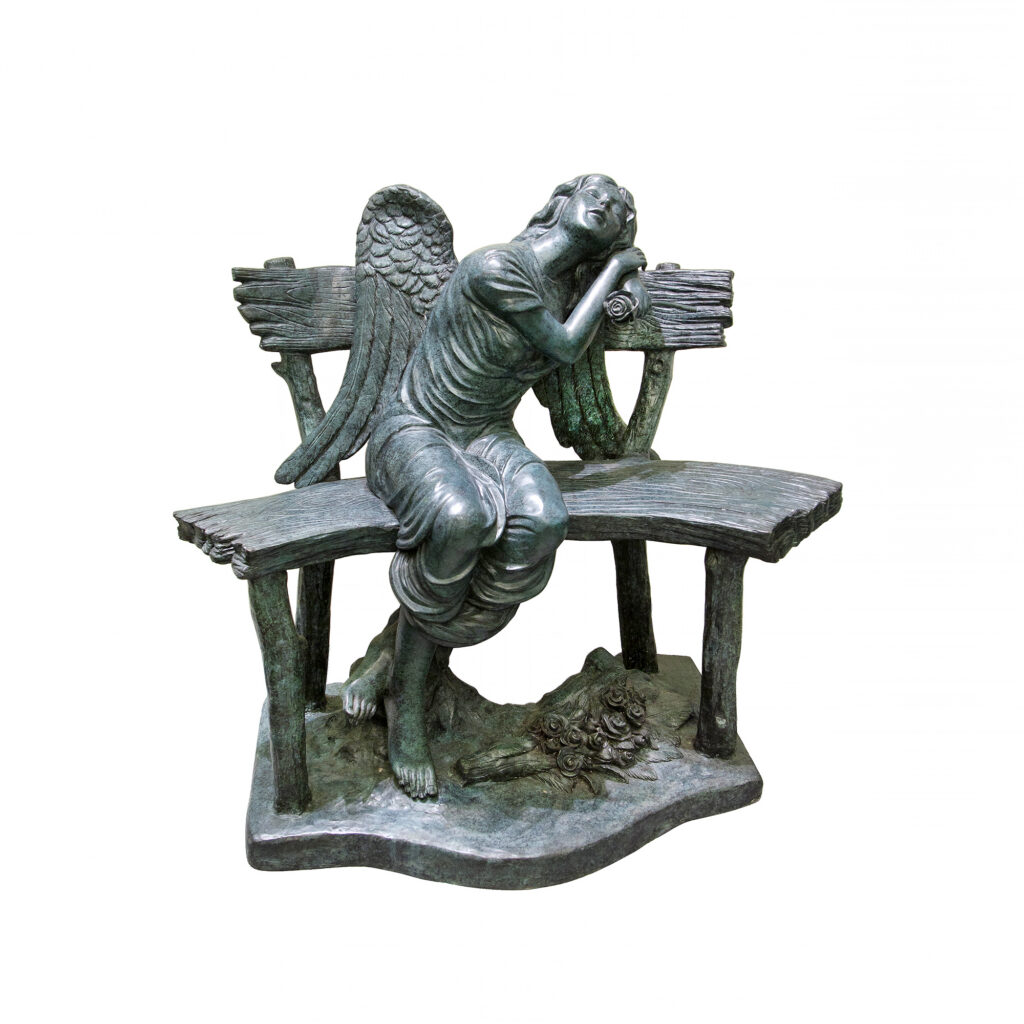Bronze Sleeping Angel on Bench Sculpture - Florida Bronze Statues ...