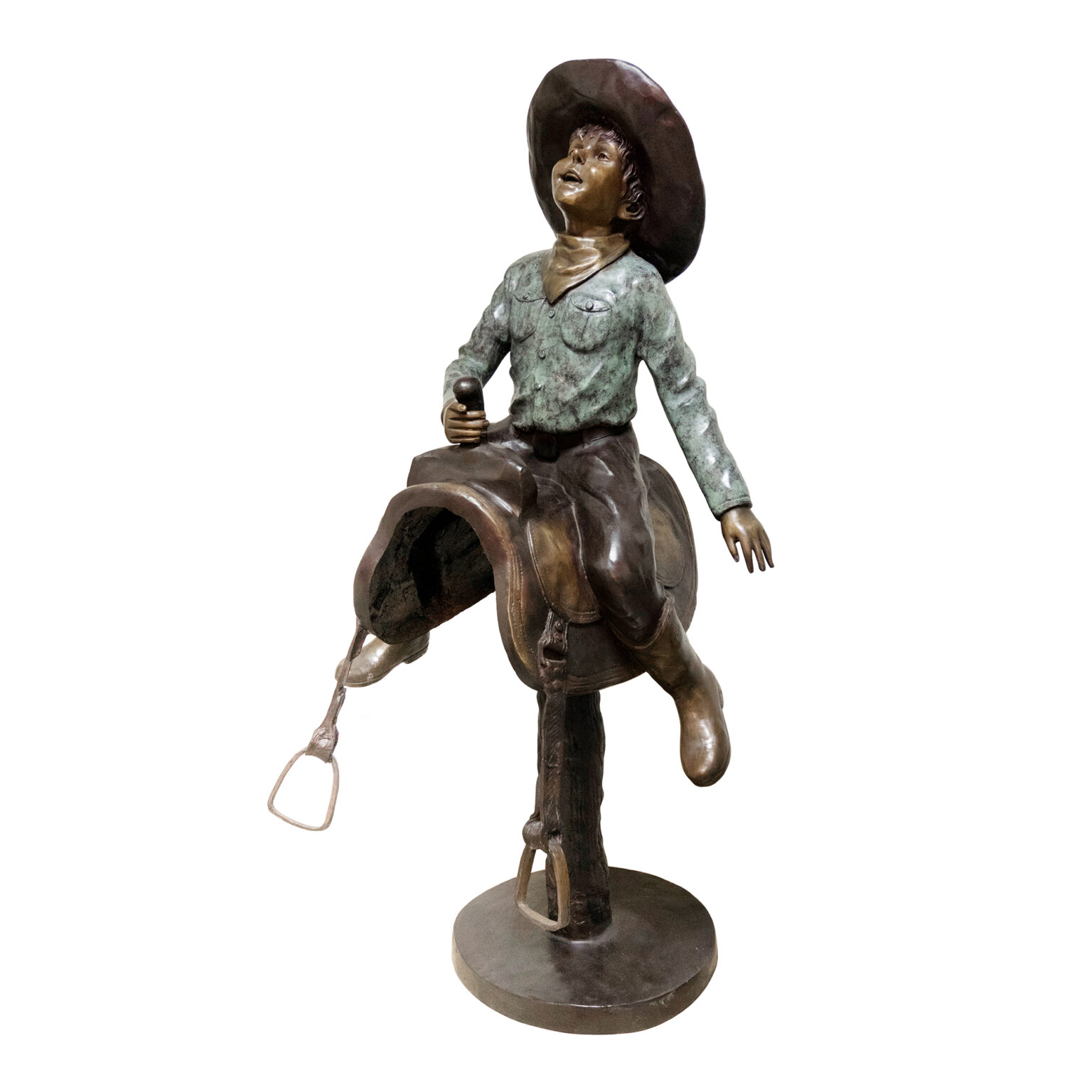 Bronze Cowboy on Saddle Sculpture - Florida Bronze Statues, Sculptures ...