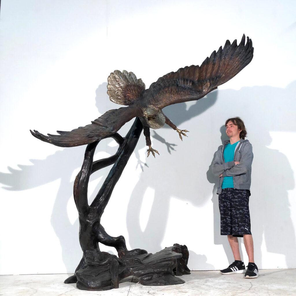 Bronze Flying Eagle on Tree Sculpture - Florida Bronze Statues ...