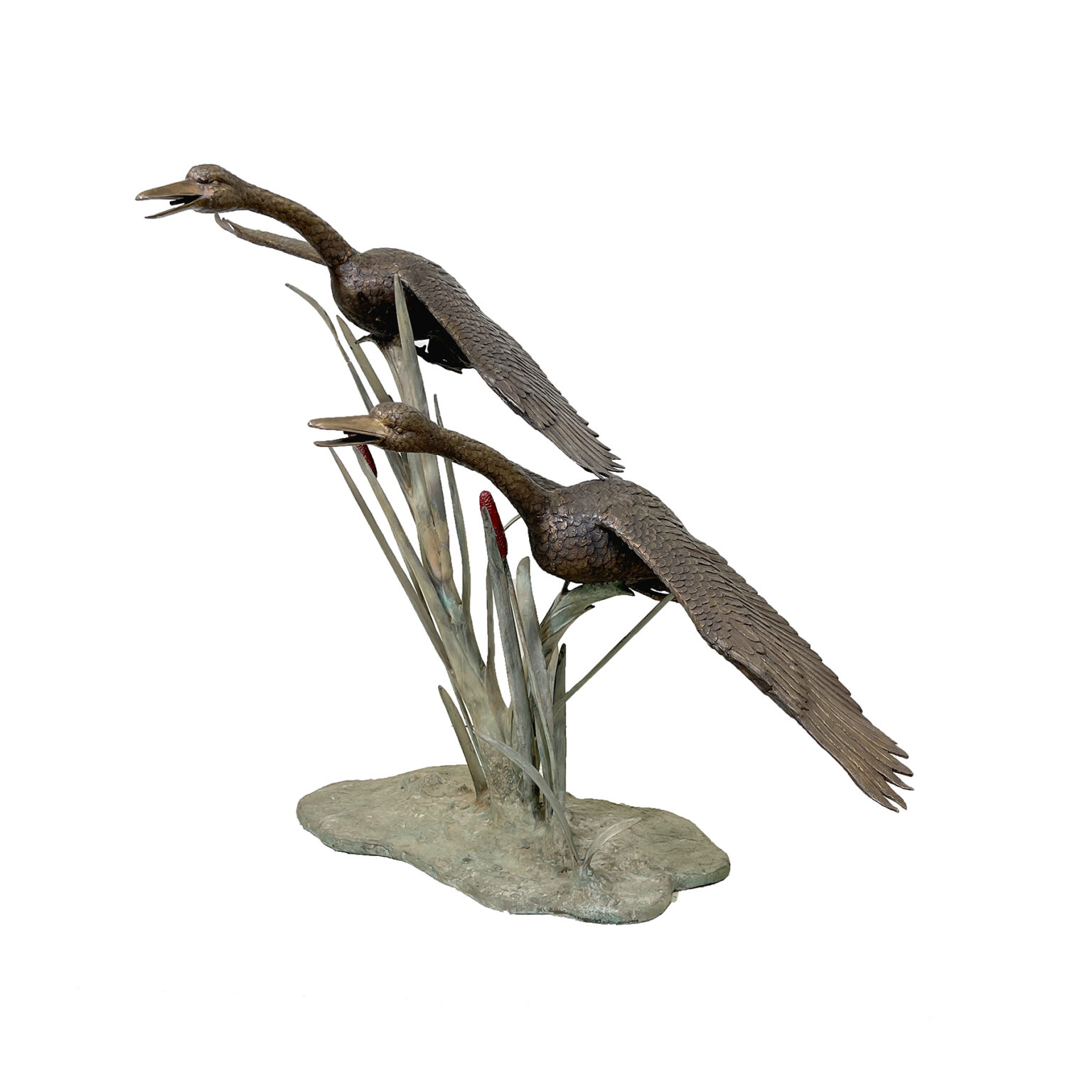 Bronze Two Flying Geese Fountain Sculpture - Florida Bronze Statues ...