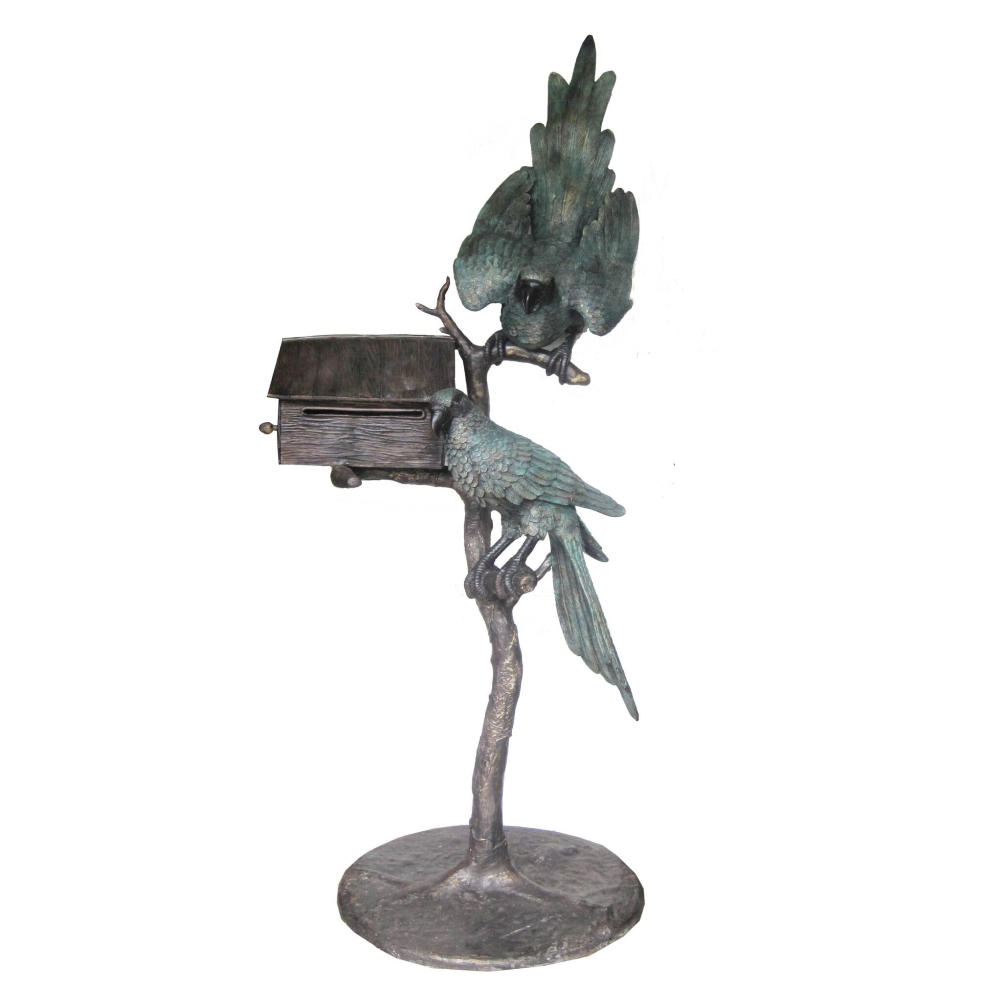 Bronze Two Parrots Mailbox - Florida Bronze Statues, Sculptures and ...